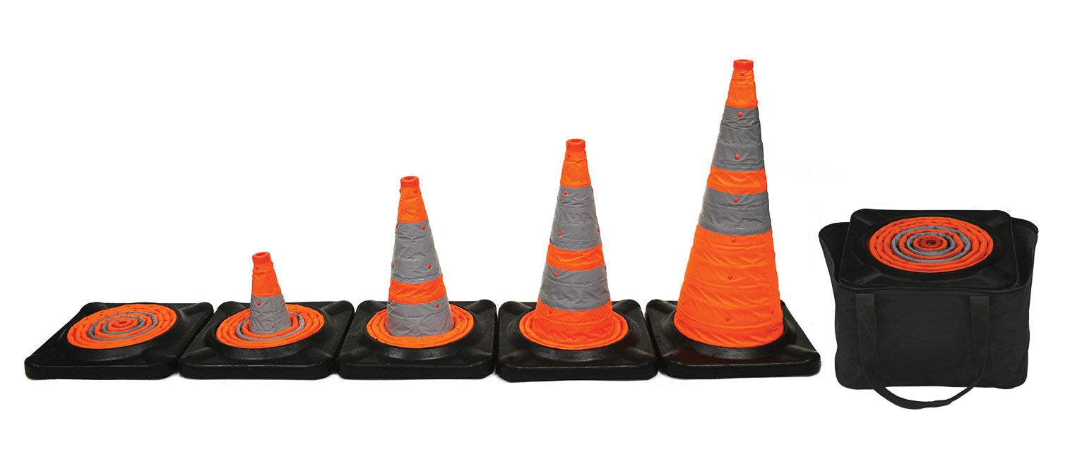 Illuminated Collapsible Traffic Cones - 5 Cone Set – MDI Traffic ...